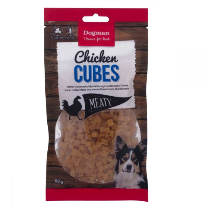Dogman Meaty Chicken Cubes Kylling Godbidder 80 g til billig pris