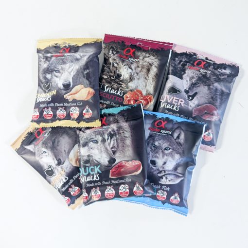 Alpha Spirit Snacks Pakke 5 x 50g 5 smage - Ass poser til billig pris ...