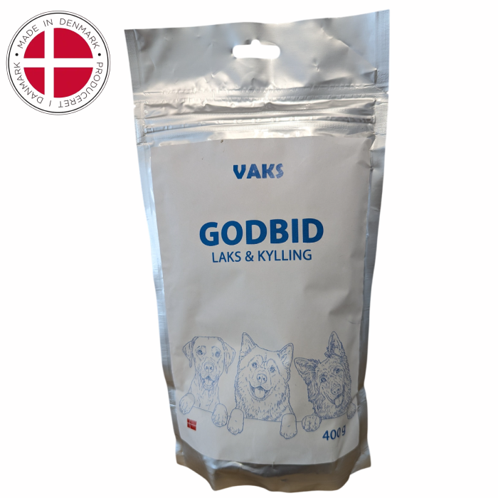 Henne Trainers Vaks Sprøde Godbidder Kornfri Laks & Kylling, 400g, Made ...